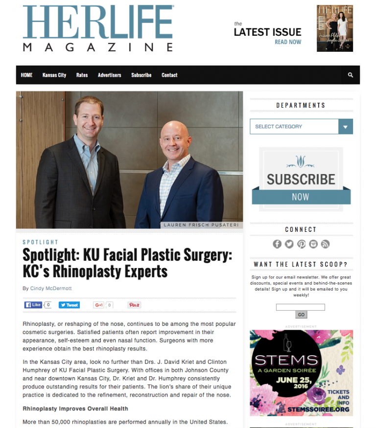 KU Facial Plastic Surgery Featured on HerLife Magazine